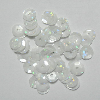 Margele-bijuterii.com - Paiete albe cu reflexe, 6mm-1 gr (80-90 buc)