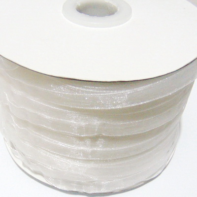 Margele-bijuterii.com - Panglica organza alba, 6mm-rola 230 metri